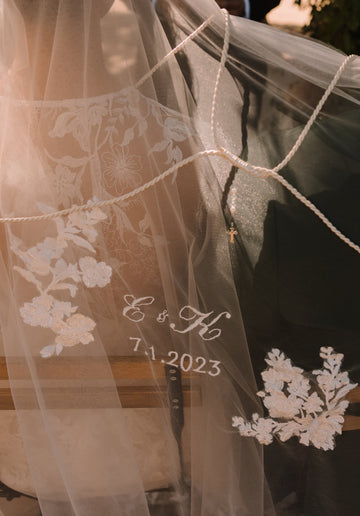 Custom Monogram Embroidered Wedding Veils with Words – One Blushing ...