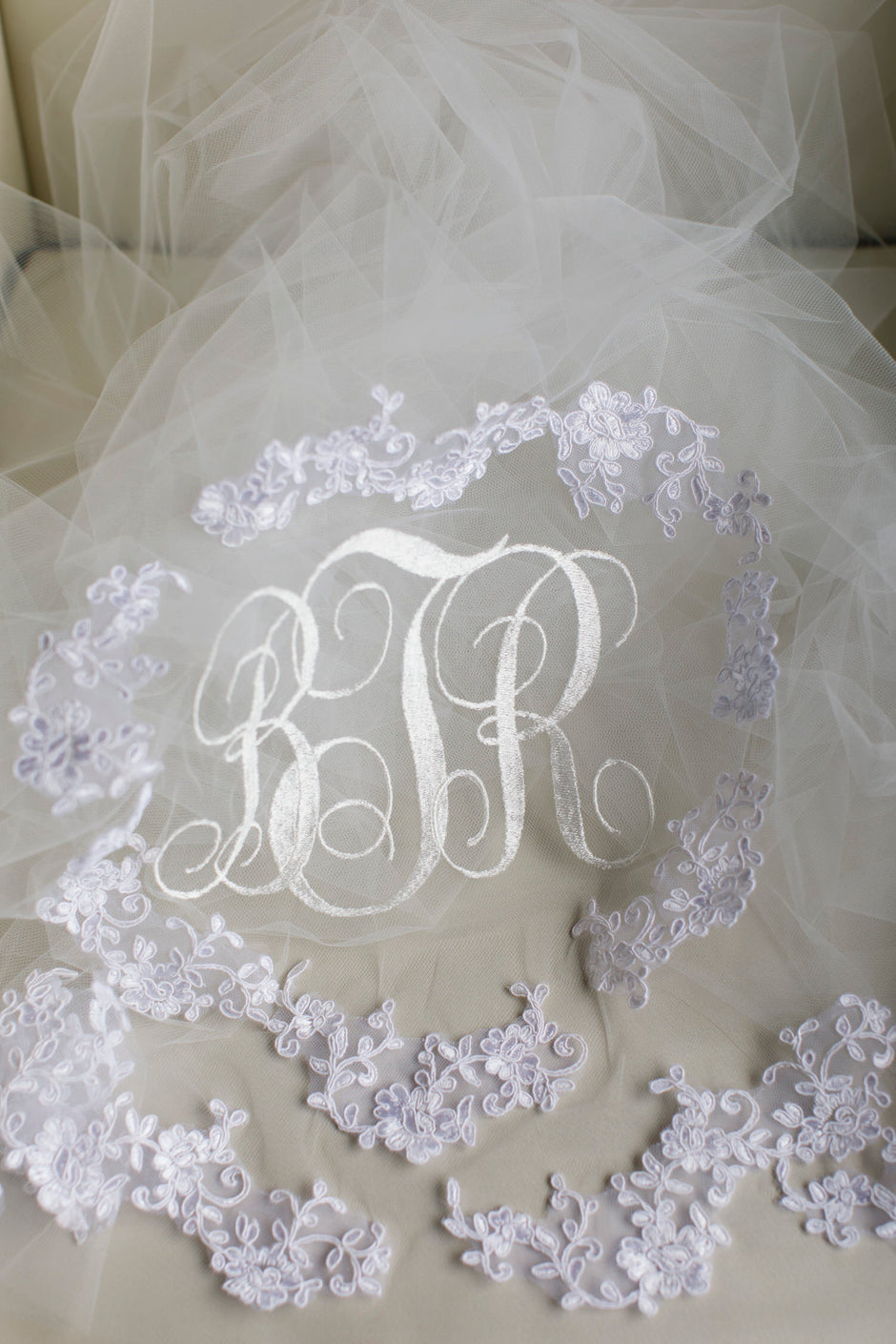 Custom Monogram Embroidered Wedding Veils with Words – One Blushing ...